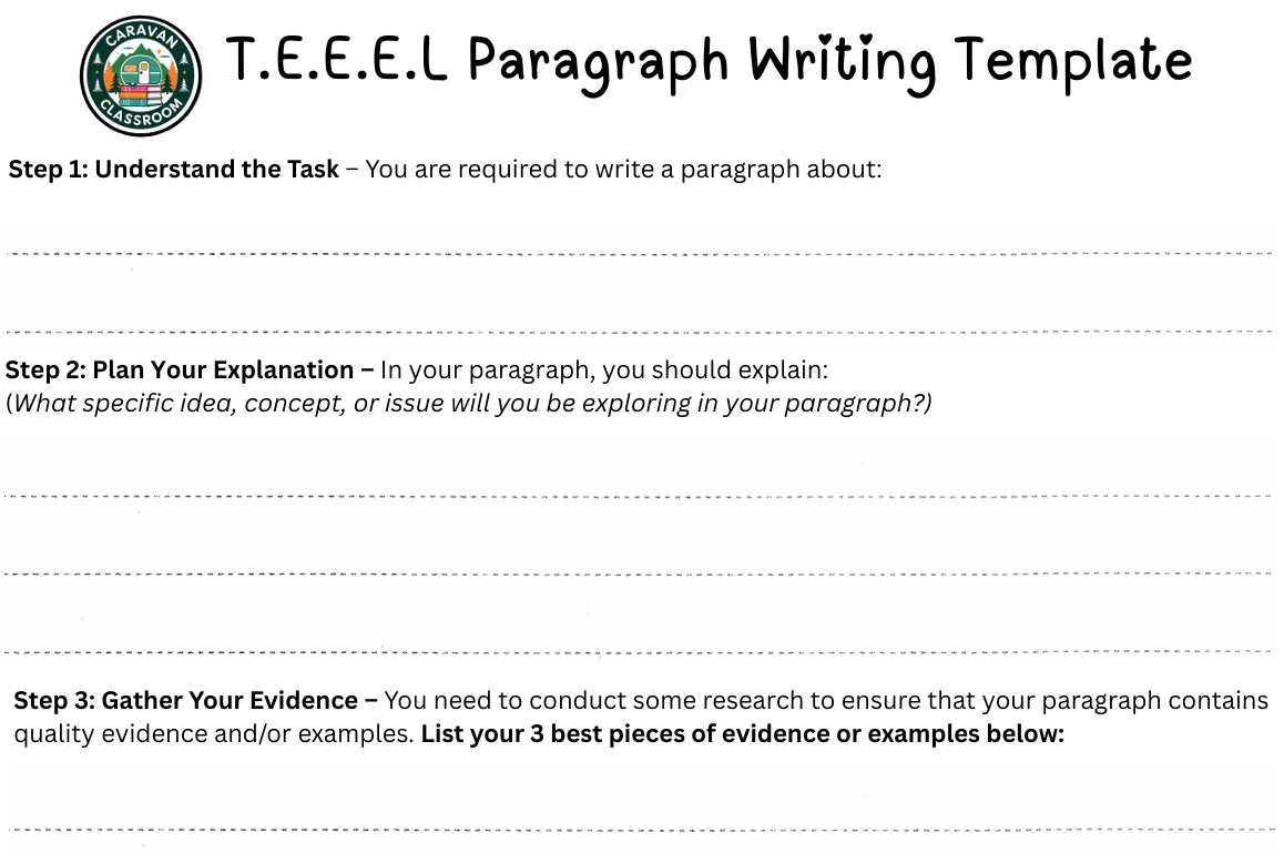 TEEEL Template - FREE Download – Caravan Classroom